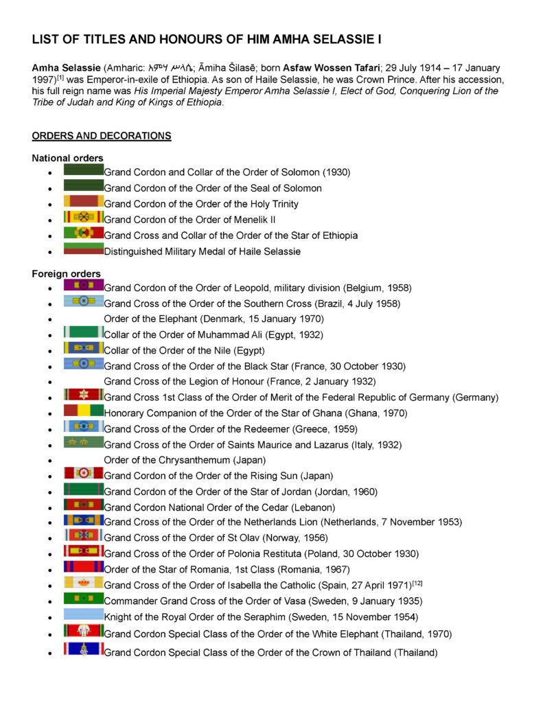 Biography Of Emperor Amha Selassie I | The Crown Council Of Ethiopia